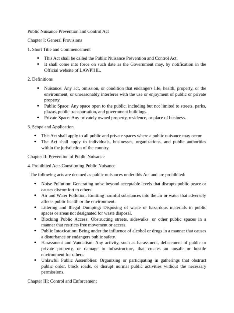 Public Nuisance Prevention Act 2024 | PDF | Nuisance | Justice