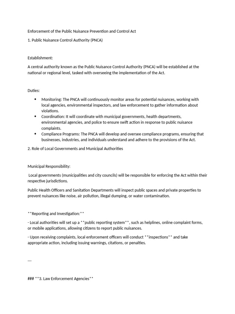 Public Nuisance Prevention Act Overview | PDF | Nuisance | Fine (Penalty)