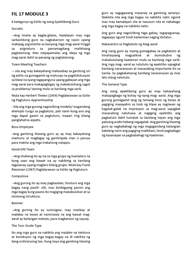 Fil 17 Module 3 | PDF
