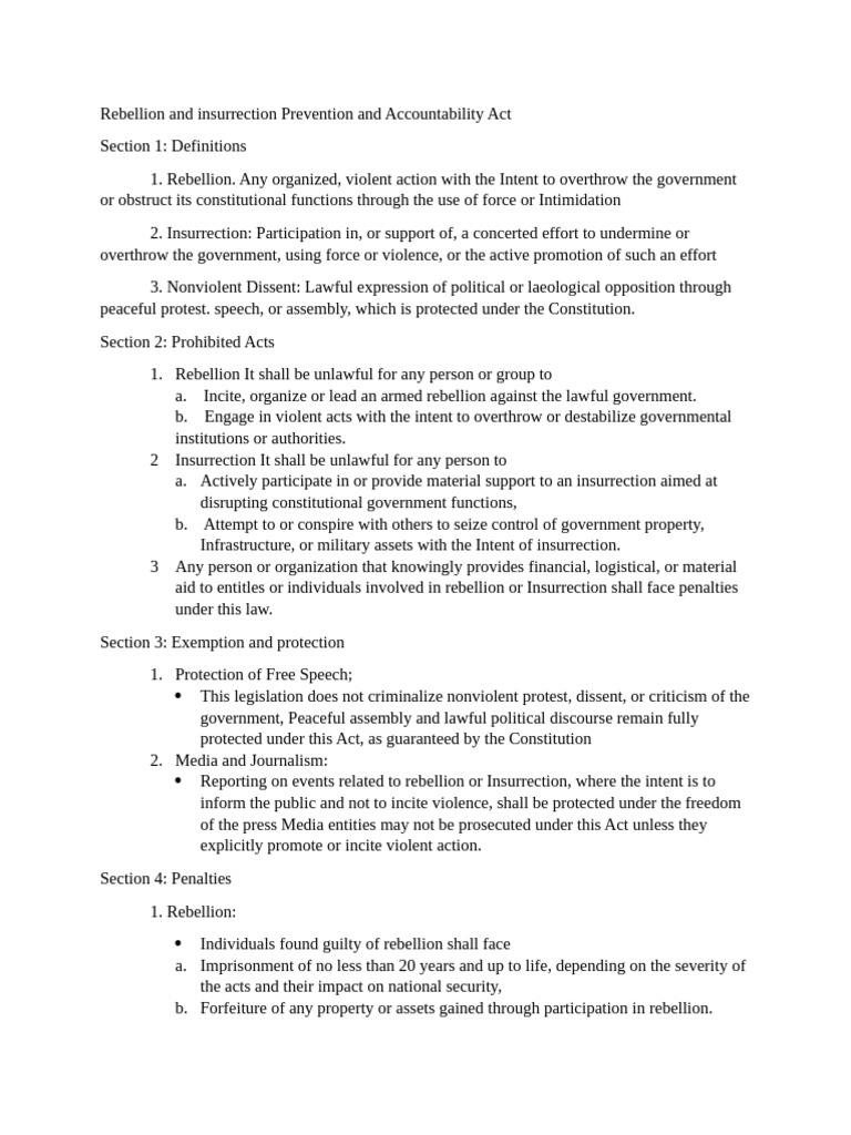 Rebellion and Insurrection Act Overview | PDF | State Of Emergency ...