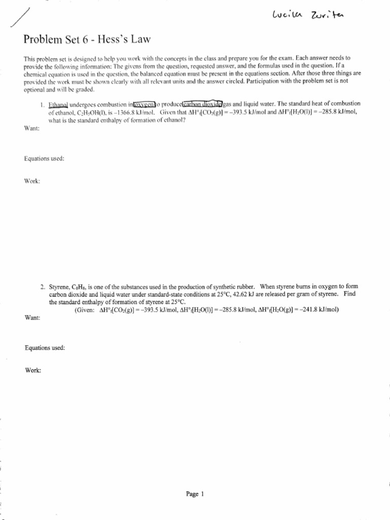 Chem111 PBS6 Hess S - Law | PDF