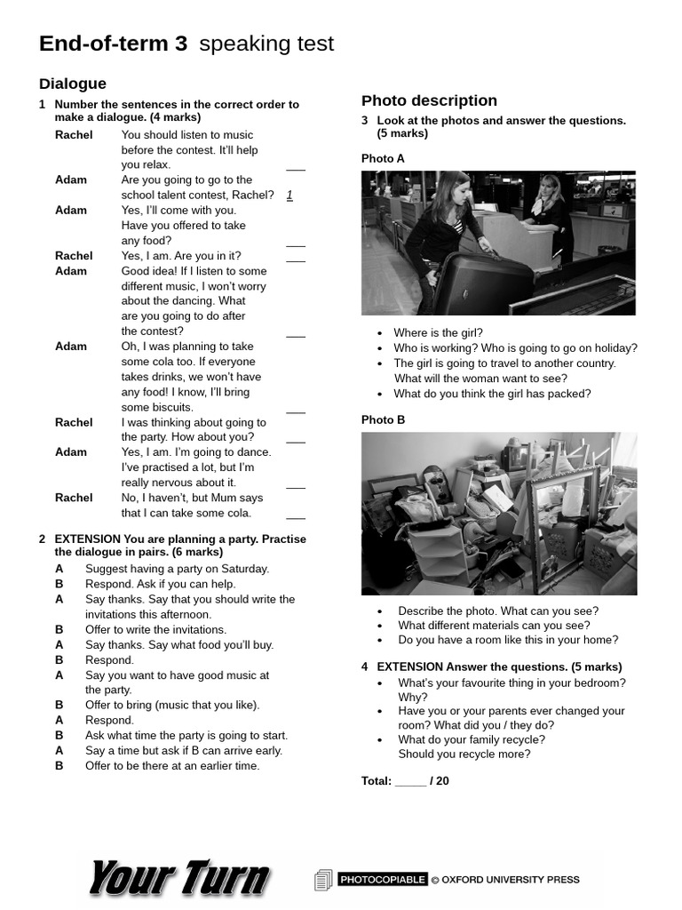 End of Term Speaking Test3 | PDF