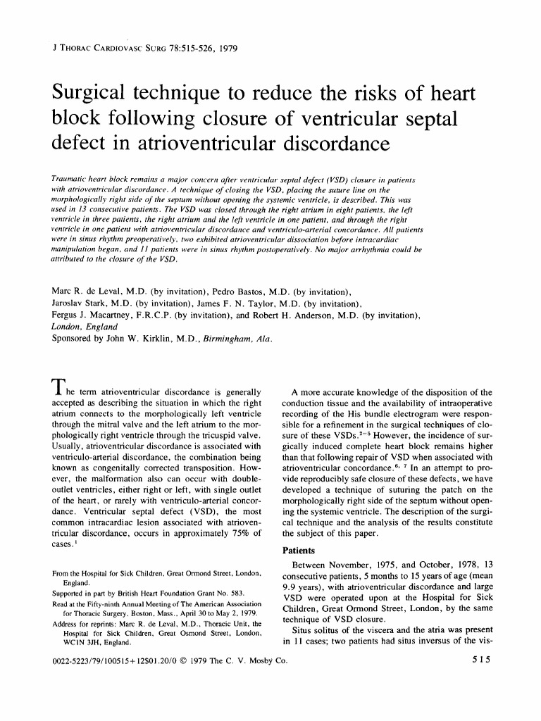 Surgical TCHNQ To Reduce Risk in Av Block in Av Discordance | PDF ...