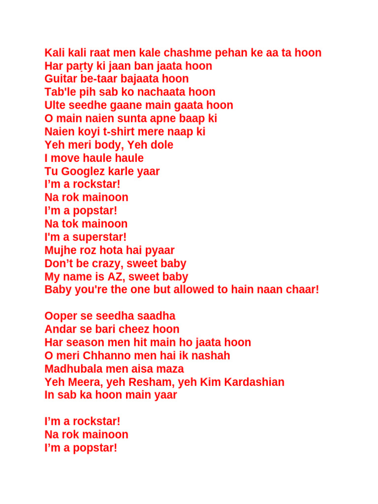 Kali Kali Raat Men Kale Chashme Pehan Ke Aa Ta Hoon | PDF