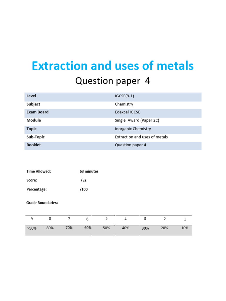 14.4 Extraction and Uses of Metals (2C) QP Part 4 | PDF | Filtration ...