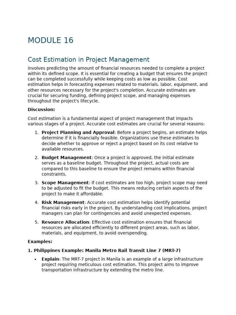 Module 16 | PDF | Project Management | Budget