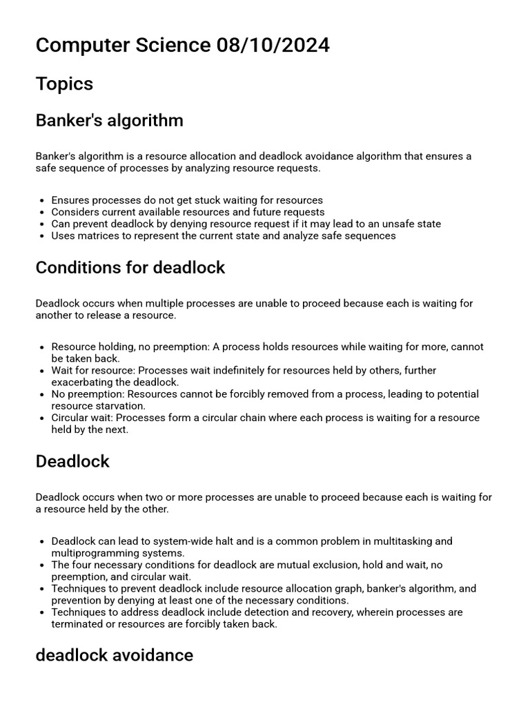 ComputerScience08102024-StudyGuide | PDF | Process (Computing) | Computing