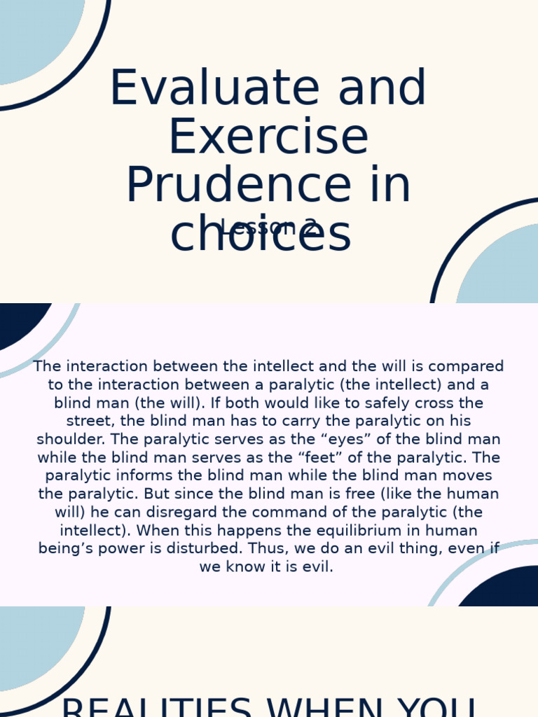LESSON 2 Philosophy Evaluate and Exercise Prudence in Choices | PDF ...