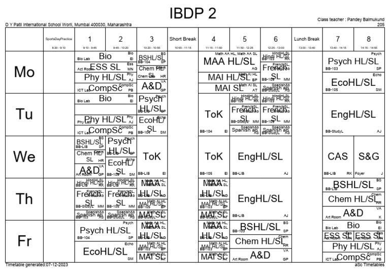 Dp2 Timetable Till Sports Day | PDF