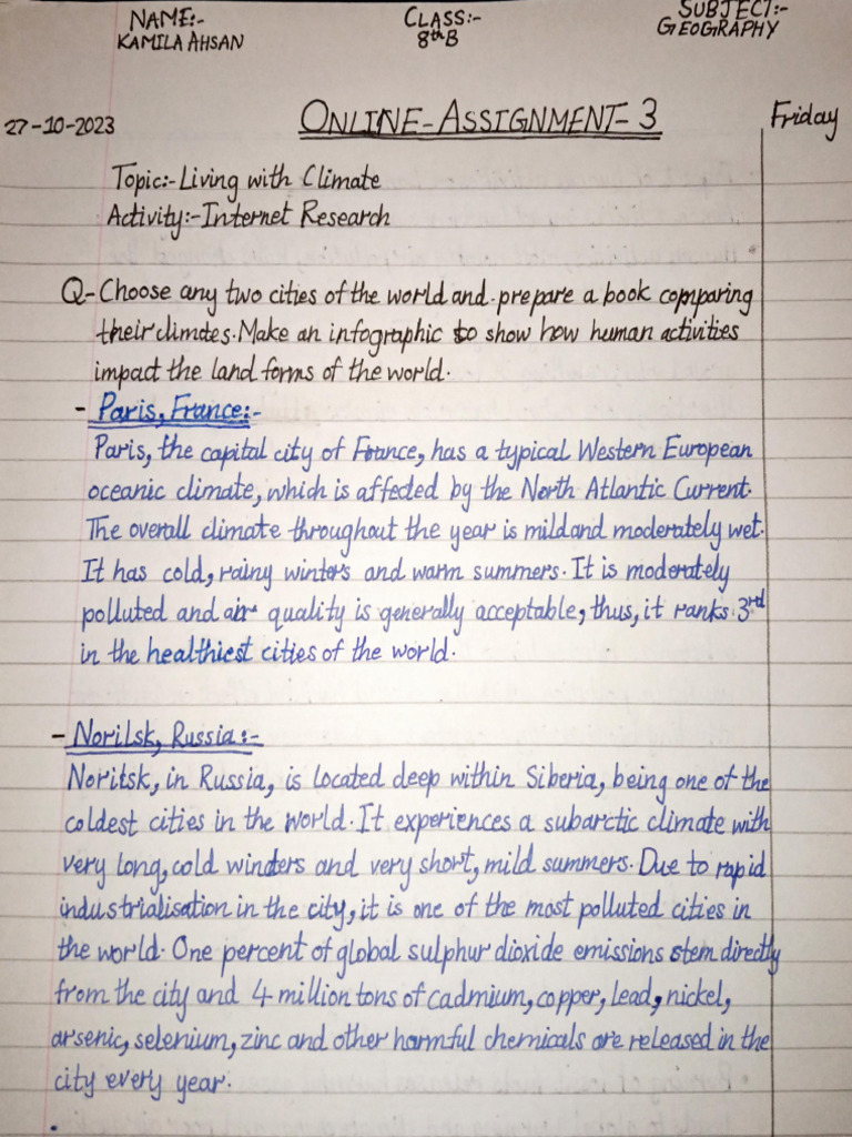 Online Assignment-3 (Geography) Kamila Ahsan | PDF