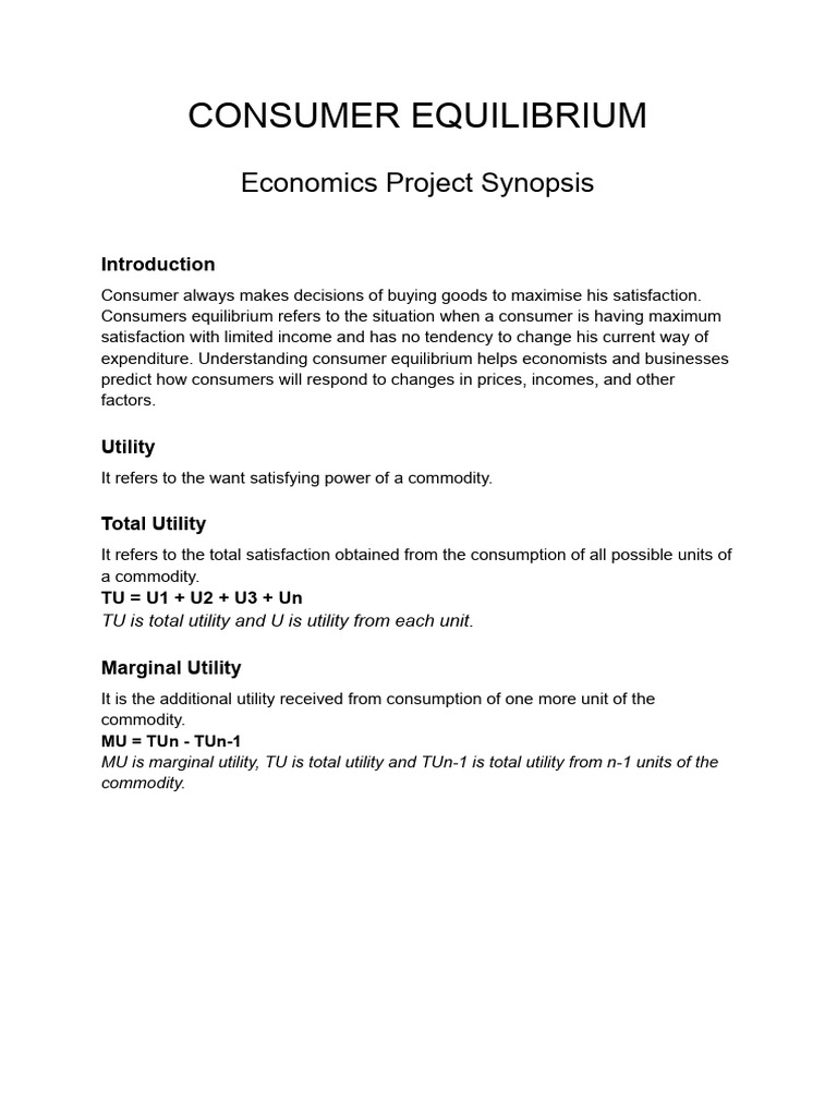 Consumer Equilibrium | PDF | Utility | Marginal Utility