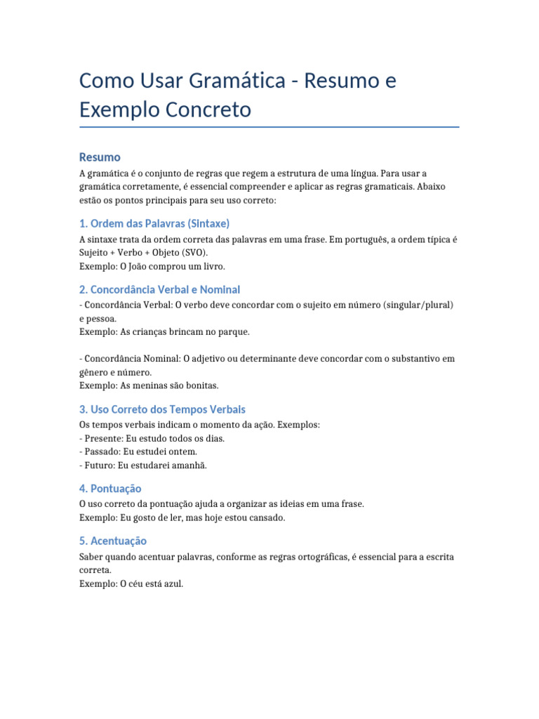 Resumo Gramatica Exemplo | PDF