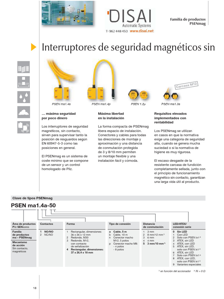 CAT PILZ SENSORES DE SEGURIDAD MAGNETICOS PSENmag | PDF | Conector ...