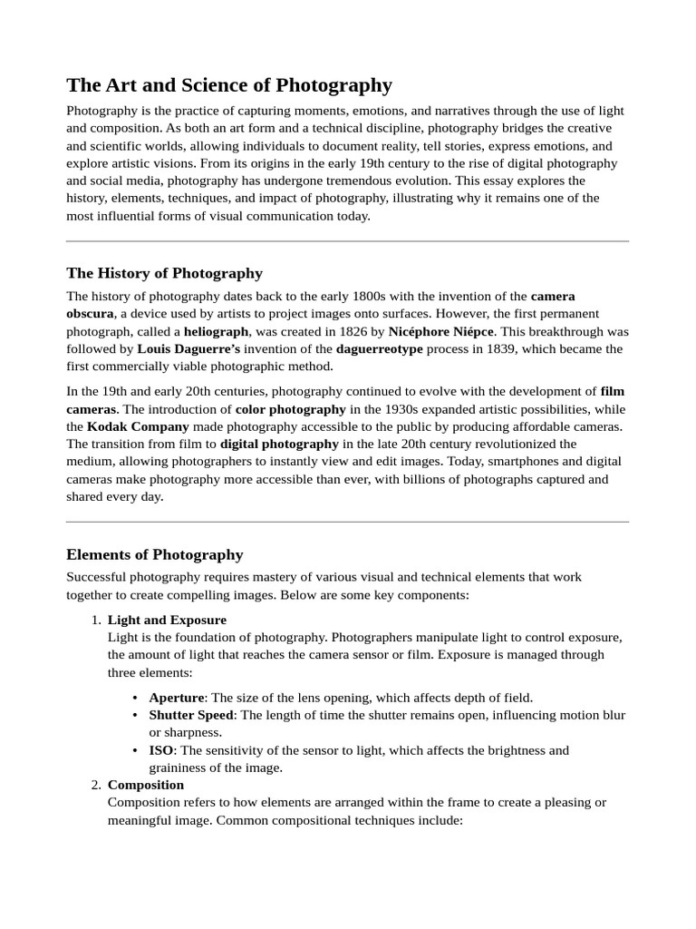 The Art and Science of Photography | PDF | Composition (Visual Arts ...