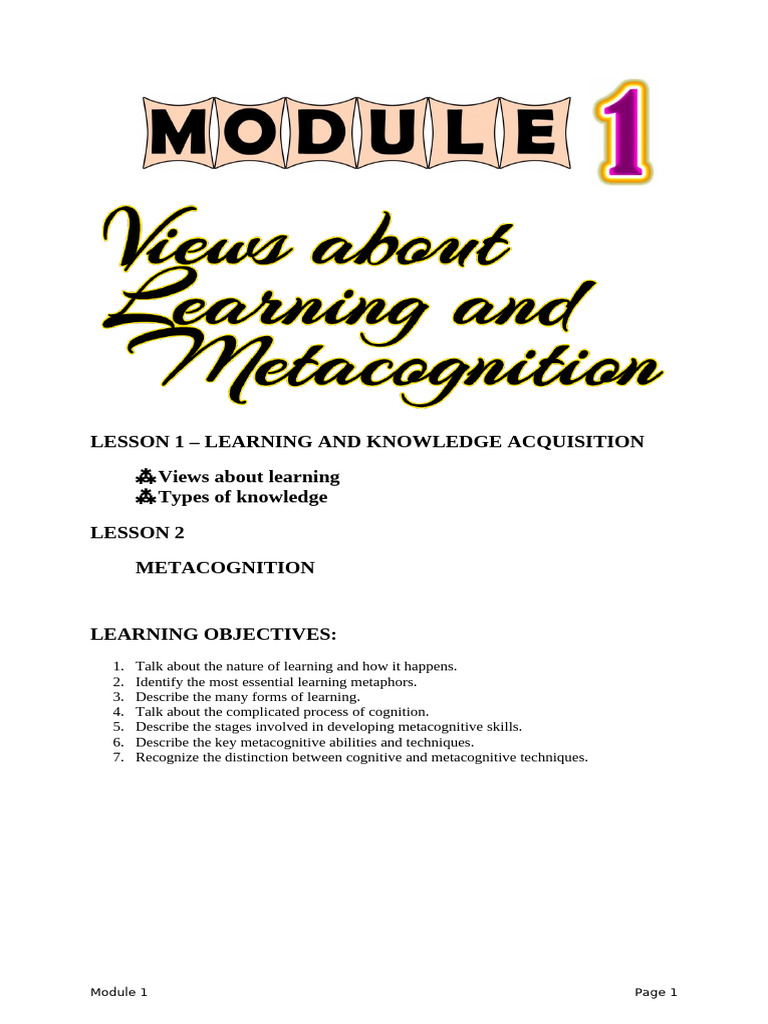 MODULE-1 | PDF | Learning | Motivational