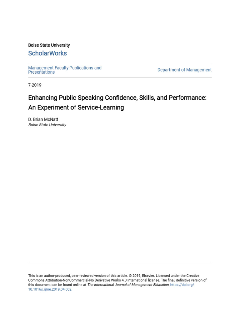 Enhancing Public Speaking Confidence Skills and Performance_ An | PDF ...