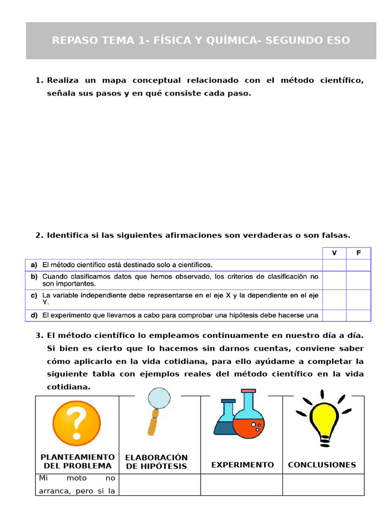 Examen Fyq 2eso | PDF | Variable (Matemáticas) | Método científico
