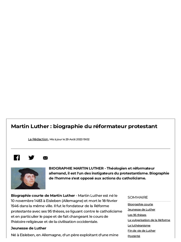 Biographie de Martin Luther, réformateur | PDF | Martin Luther ...