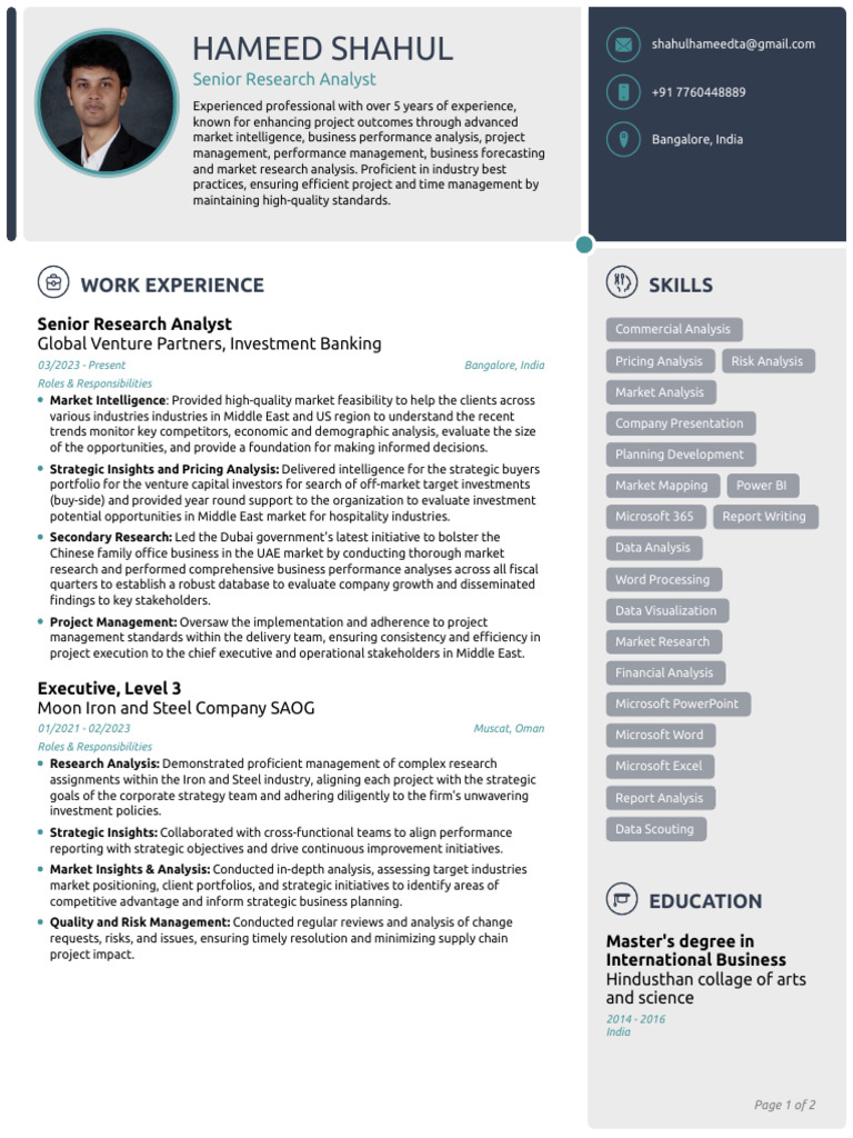Hameed Shahul CV, Senior Research Expertise | PDF | Financial Analyst ... Hameed Shahul CV, Senior Research Expertise | PDF | Financial Analyst ...