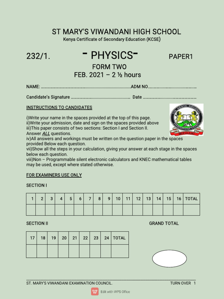 Form Two Physics | PDF