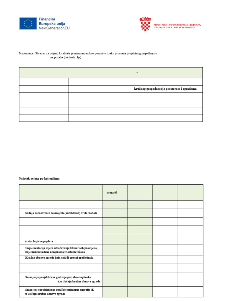 04 - Obrazac Za Ocjenu Kvalitete | PDF