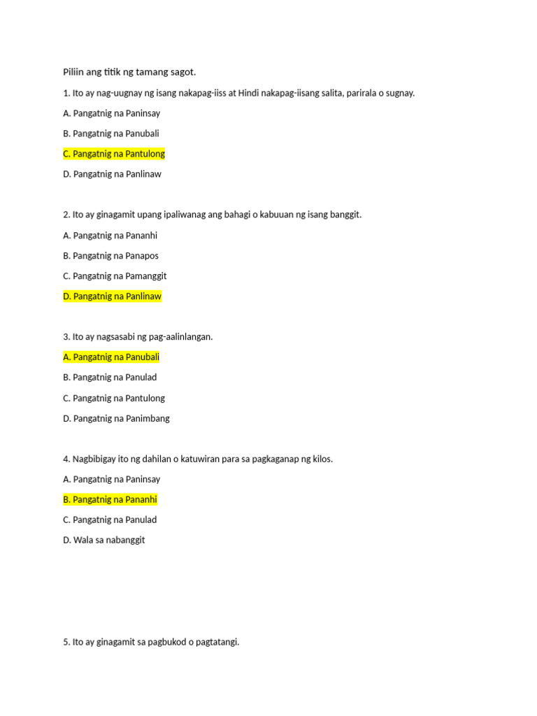 Test Questionnaire | PDF