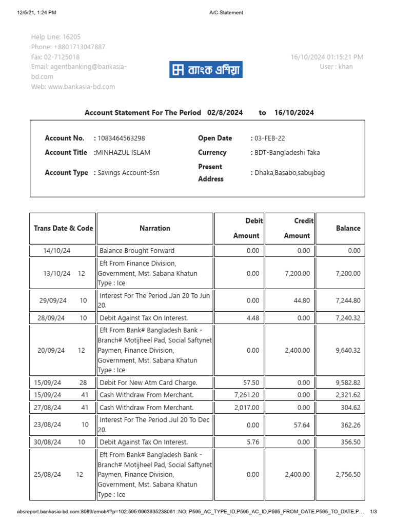 Bank Statement | PDF | Debit Card | Banks