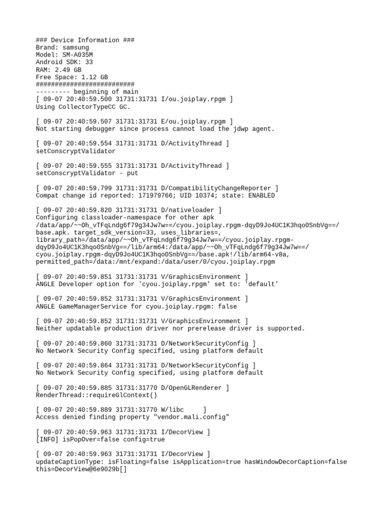 Samsung SM-A035M Device Logs Analysis | PDF | Computing | Tablet Computer
