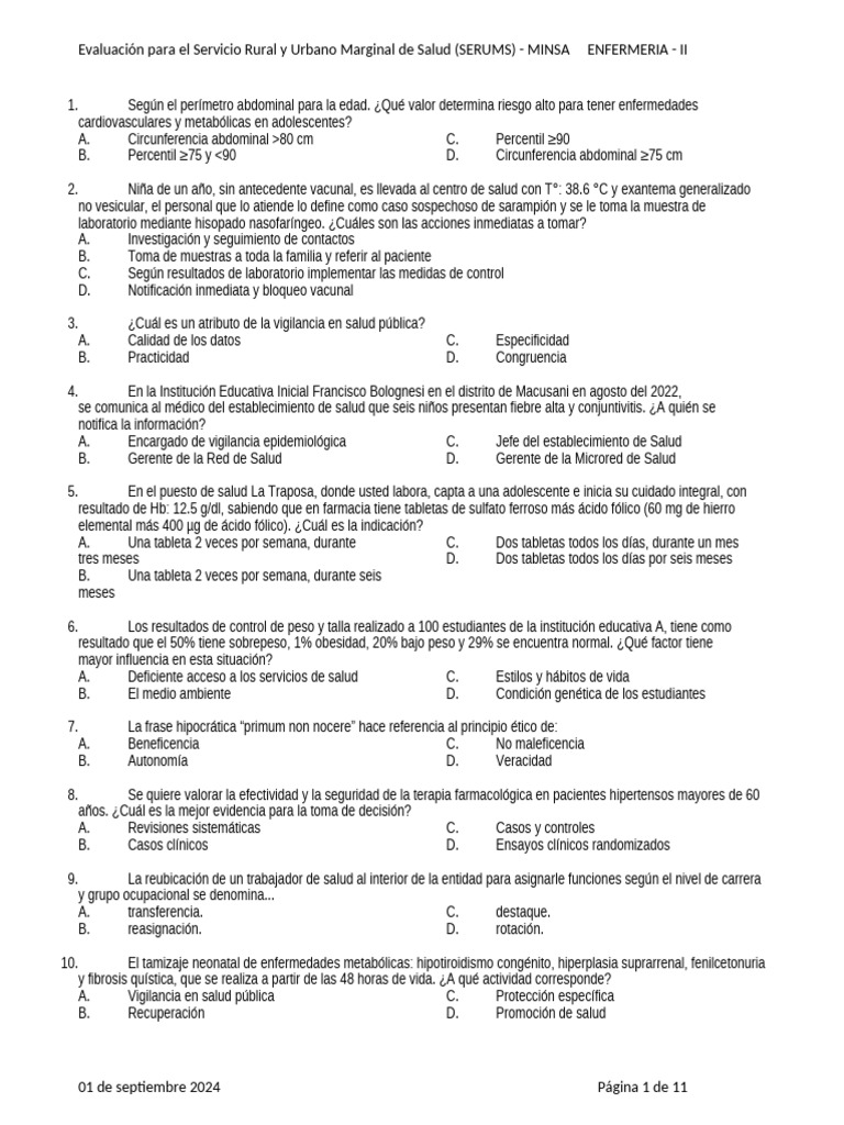Enfermeria II Evaluacion Nacional de Las Carreras Profesionales de La ...