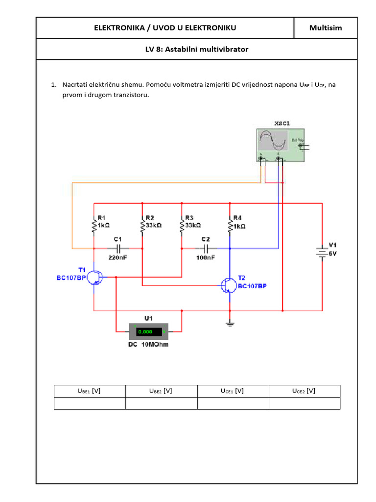 LV 8 Astabilni Multivibrator - Multisim | PDF