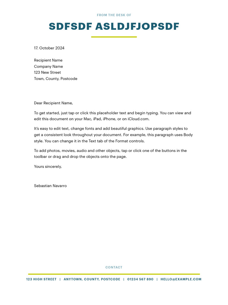 SDFSDF Asldjfjopsdf: From The Desk of | PDF