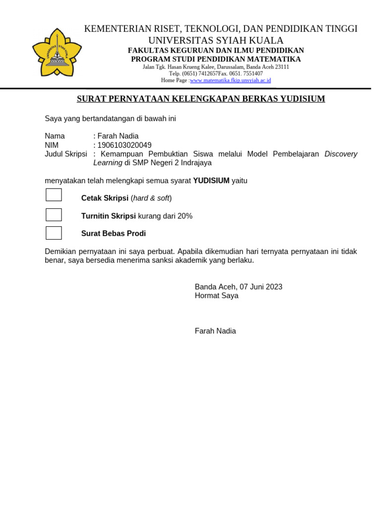 Form Syarat Yudisium Pdf
