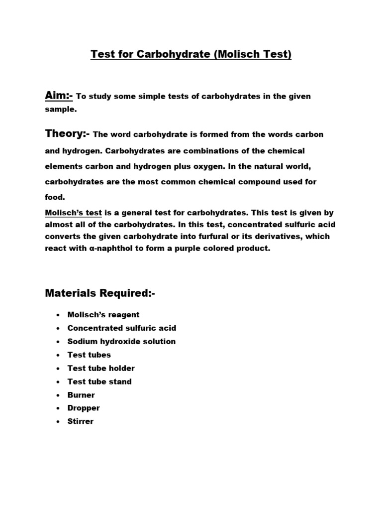 Test For Carbohydrate | PDF