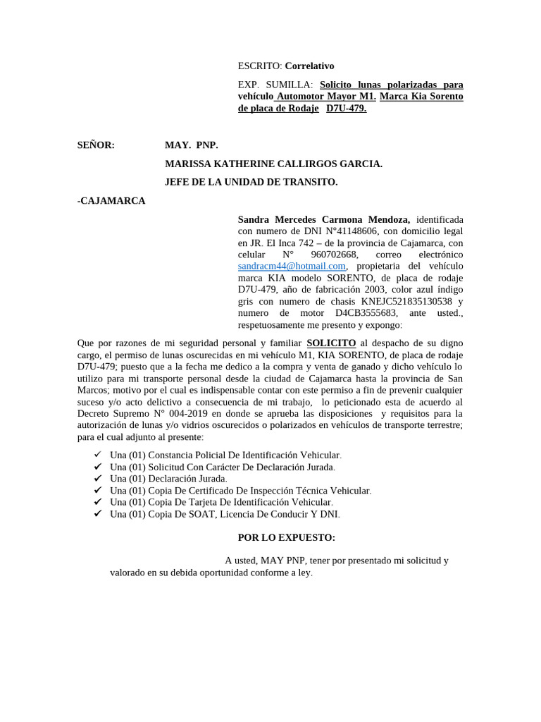 Escrito | PDF | Documento de identidad | Vehículos