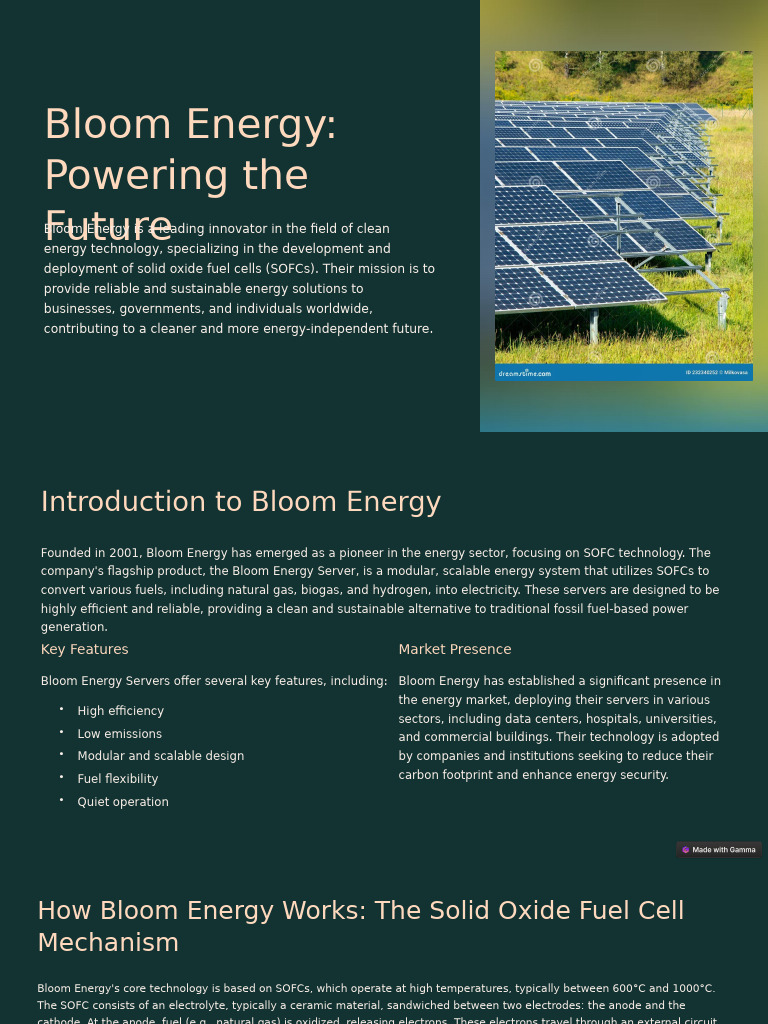 Bloom Energy Powering The Future | PDF | Solid Oxide Fuel Cell | Sustainable Energy