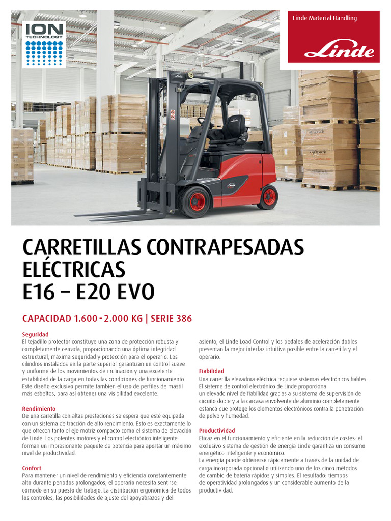 Catalogo Linde 386 Evo Cuatro Ruedas | PDF | Máquina elevadora ...