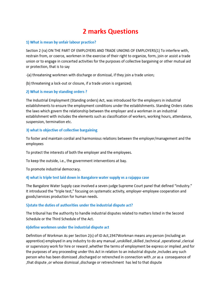 LABOUR LAW NOTES SEM 2 | PDF | Employment | Collective Bargaining