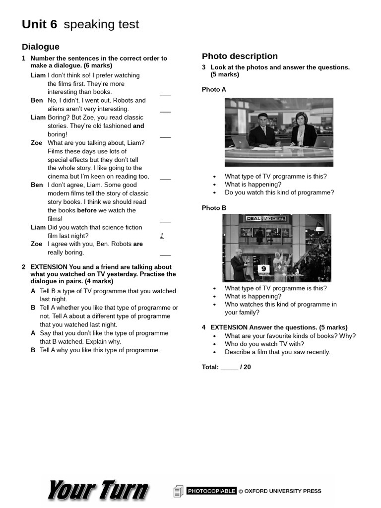 Unit 6 Speaking Test | PDF