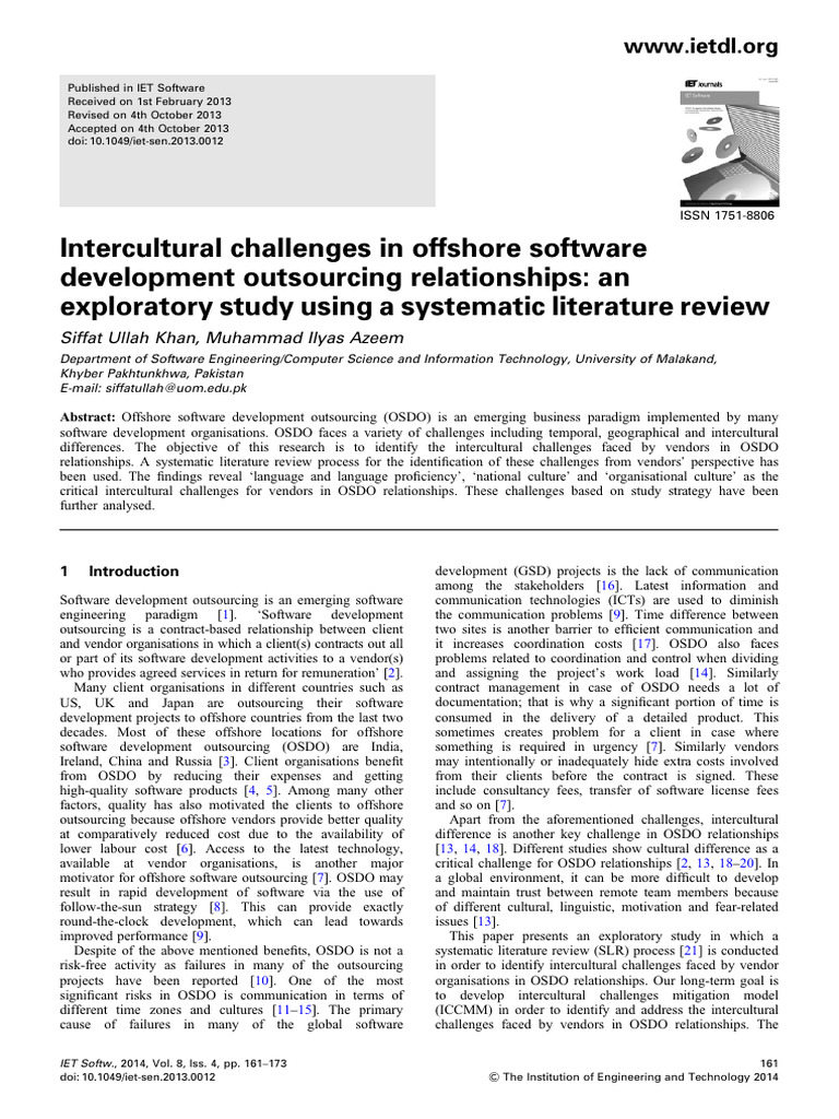 Intercultural Challenges in Offshore Software Development Outsourcing Relationships - An ...