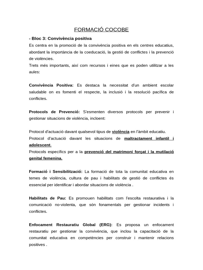 FORMACIÓ COCOBE Resums | PDF
