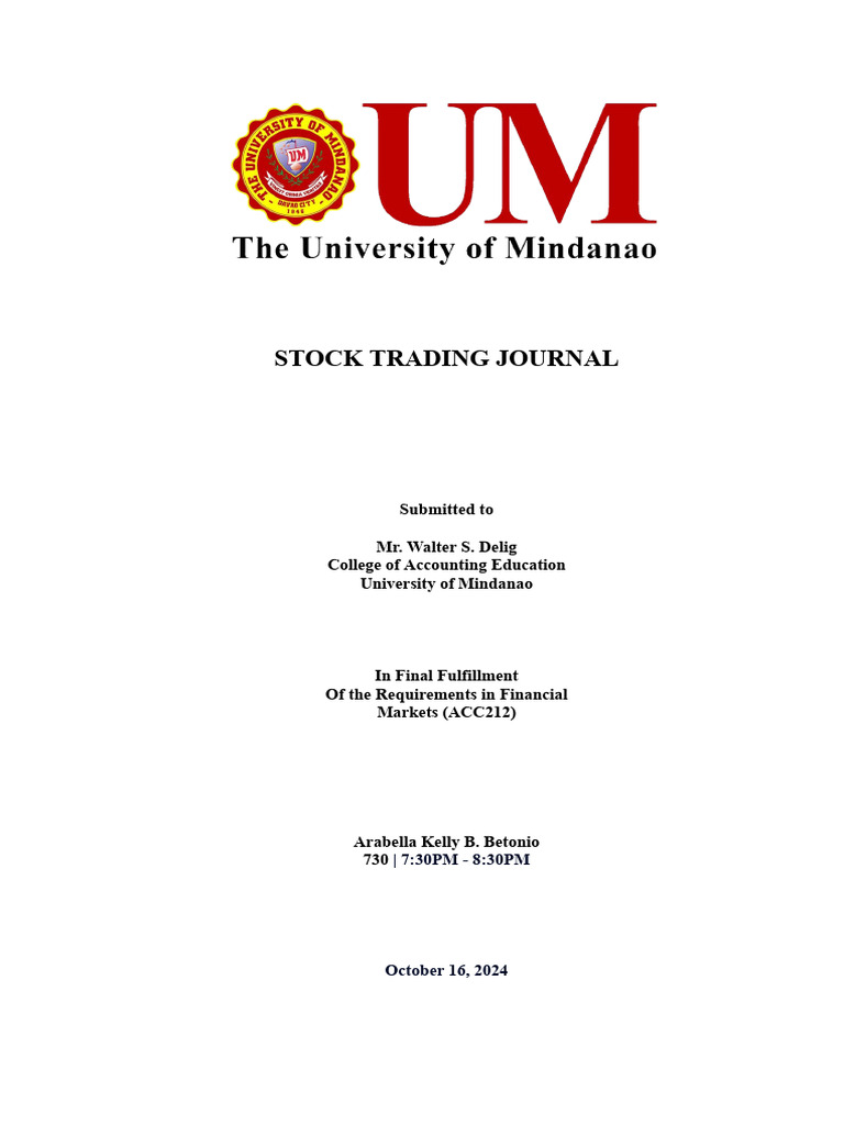 Stock Trading Journal Analysis and Insights | PDF | Investing | Stocks