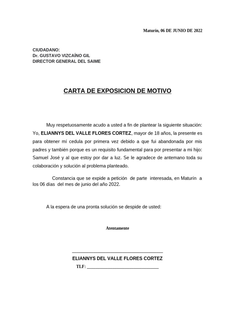 CARTA MOTIVO AL SAIME | PDF