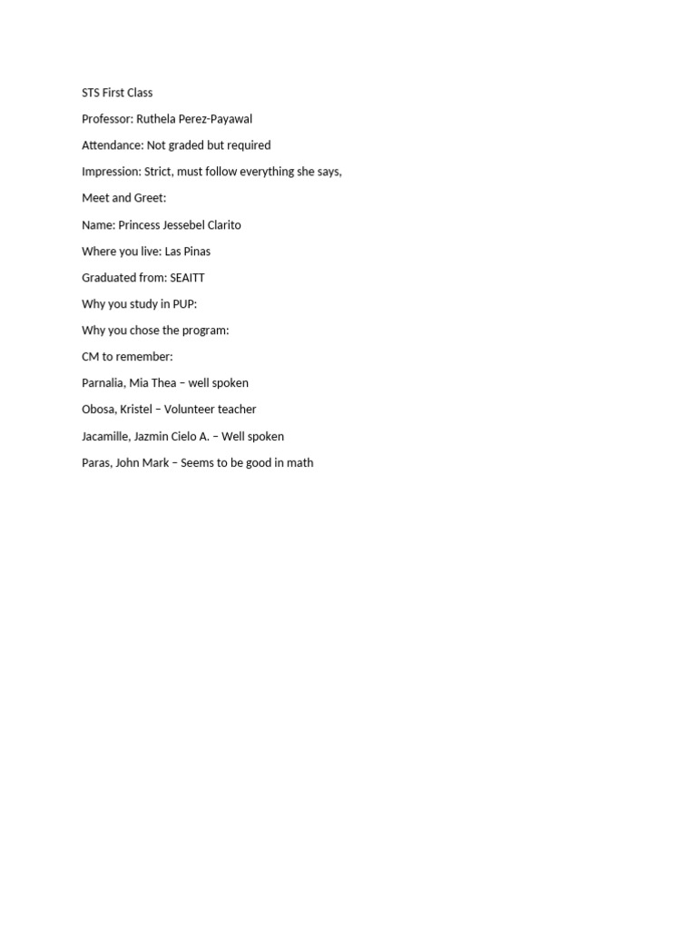 STS First Class | PDF