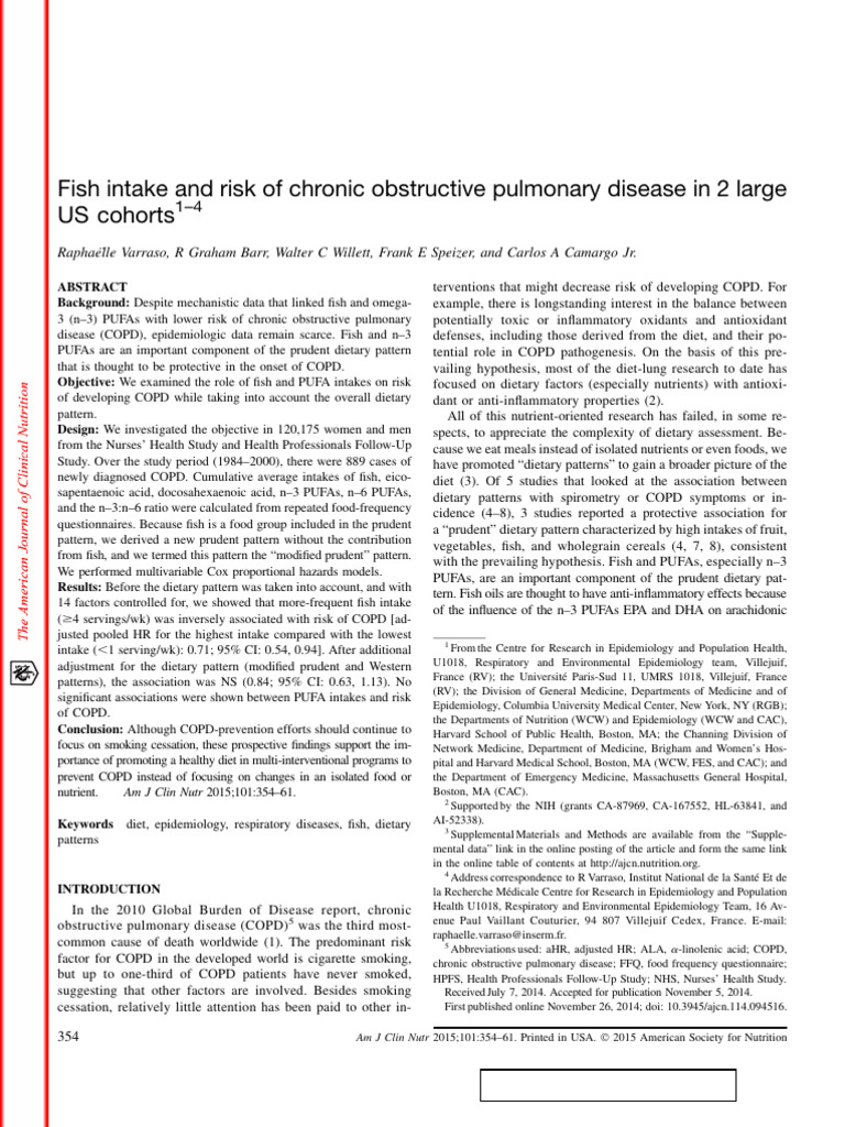 Fish Intake and Risk of Chronic Obstructive Pulmonary Disease in 2 ...