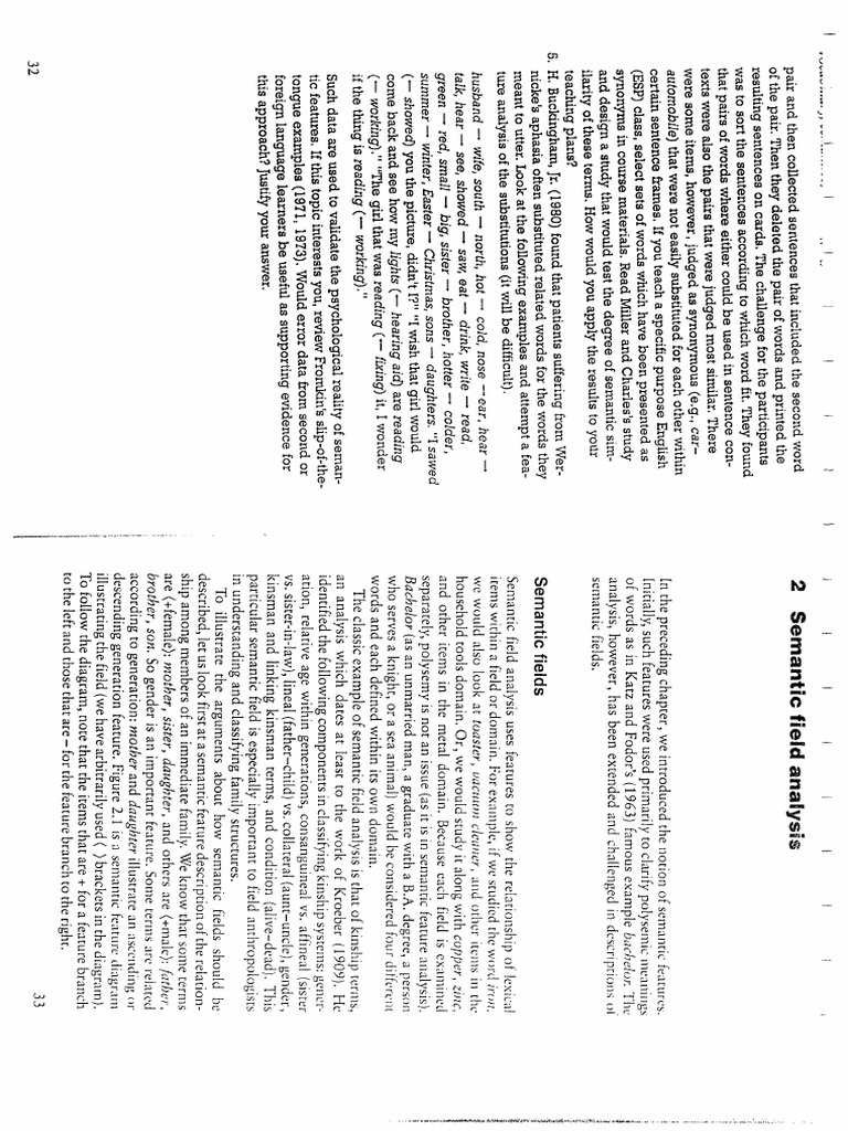 Semantic Field Analysis and Core Meanings and Prototype Theory | PDF