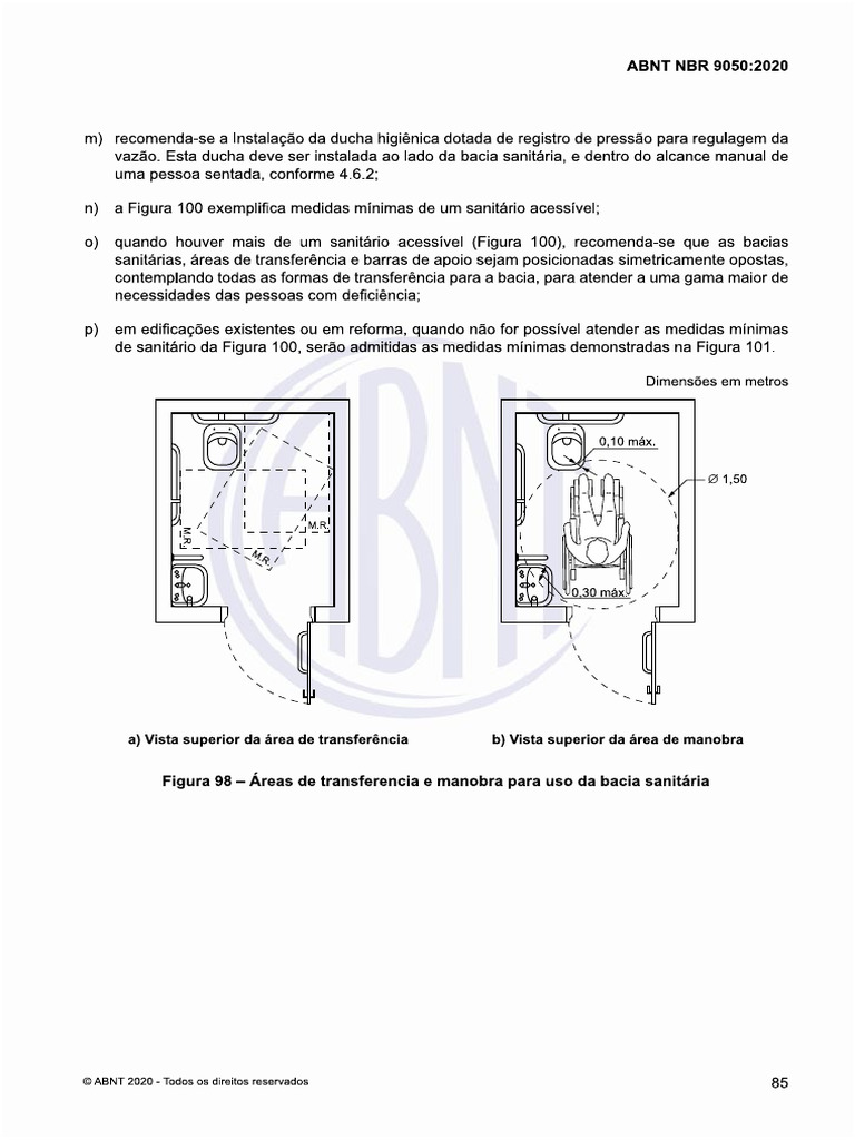 Abnt NBR 9050 2020 Normas WC Def | PDF