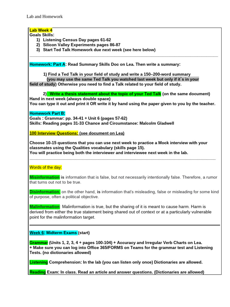 Week 4 Lab and Homework | PDF