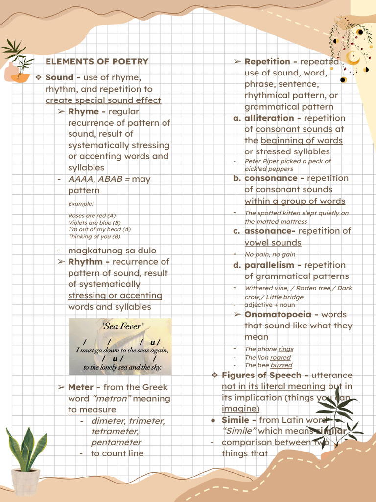 World Literature (Elements of Poetry) | PDF | Poetry | Word