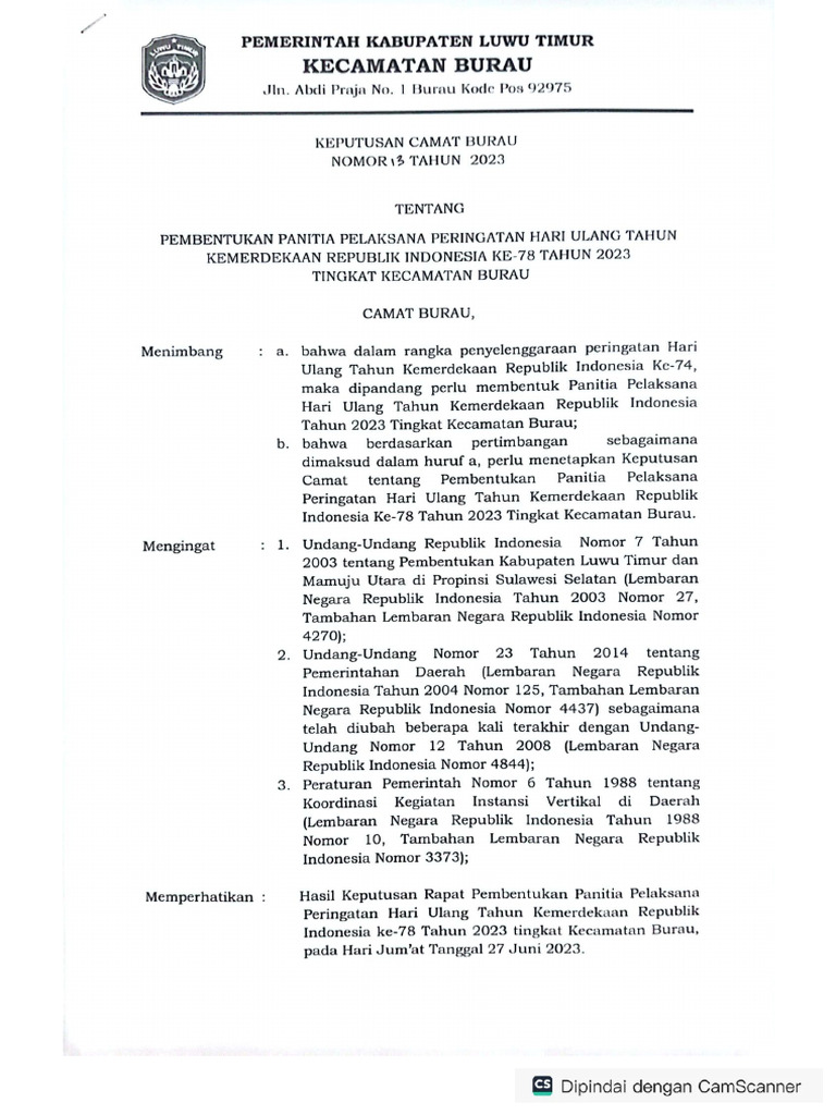 SK Pembentukan Panitia 17 | PDF