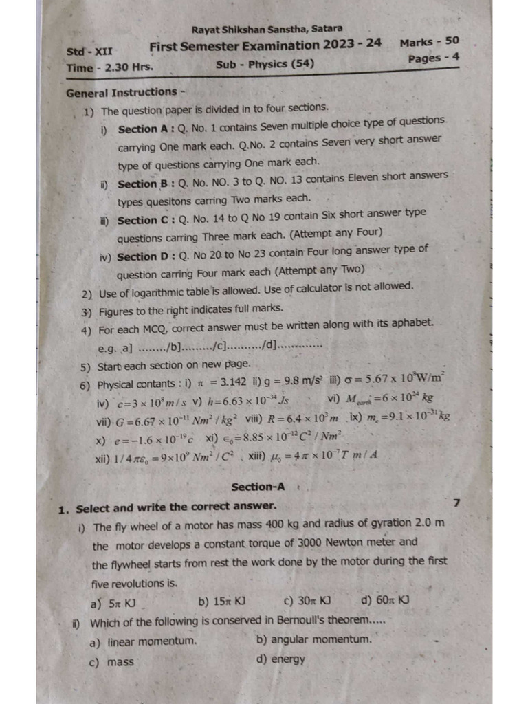 12th physics paper 2023 - 24 | PDF